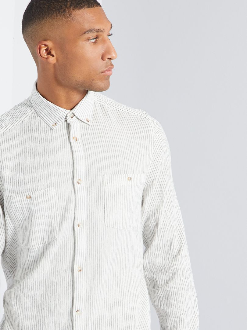 Soepelvallend hemd met strepen - WIT - Kiabi - 15.00€