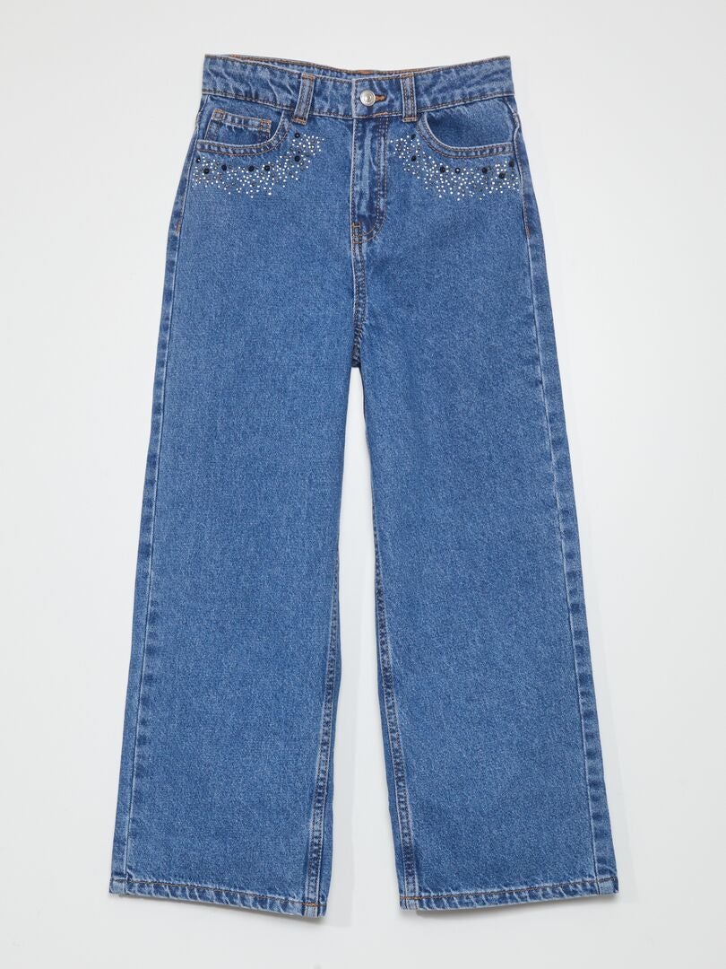 Spijkerbroek met wijde pijpen en strass - BLAUW - Kiabi - 15.00€