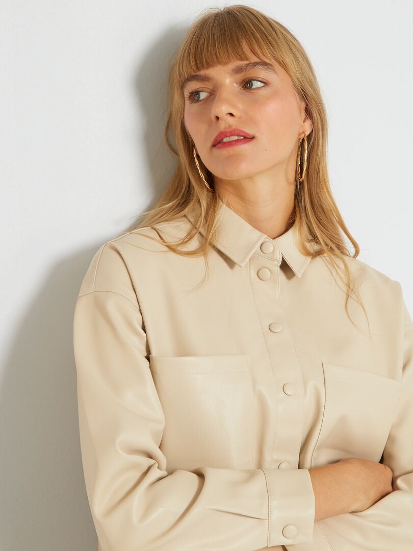 Straight-fit hemdjurk - beige crème - Kiabi - 29.00€