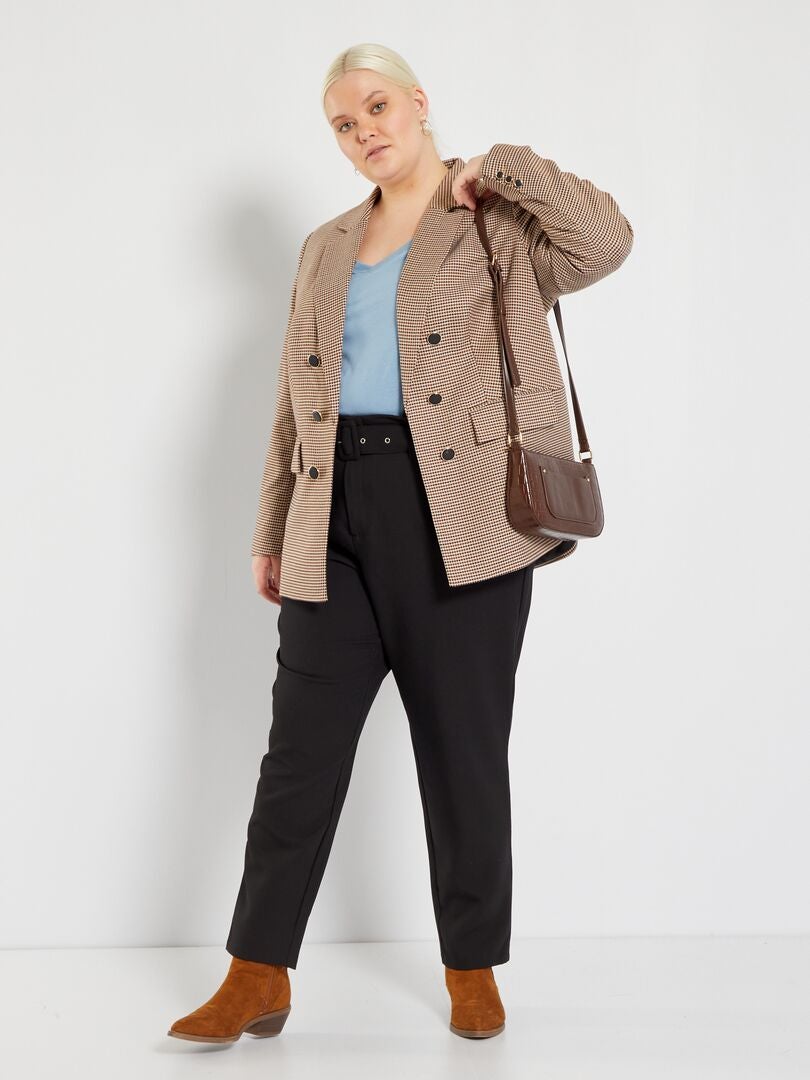 Strakke broek met brede riem - zwart - Kiabi - 25.00€