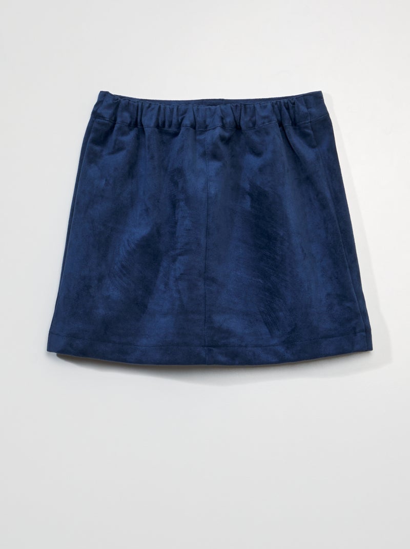 Suède rok met knoopjes - donkerblauw - 12.00€ - Kiabi