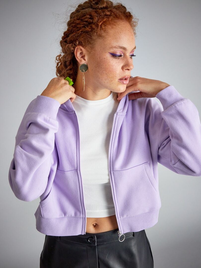 Sweat à capuche crop top - mauve lilas - Kiabi - 12.00€
