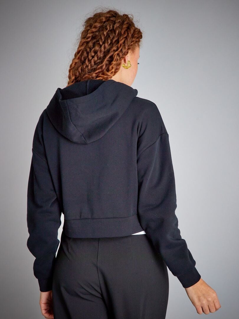 Sweat à capuche crop top - noir - Kiabi - 12.00€