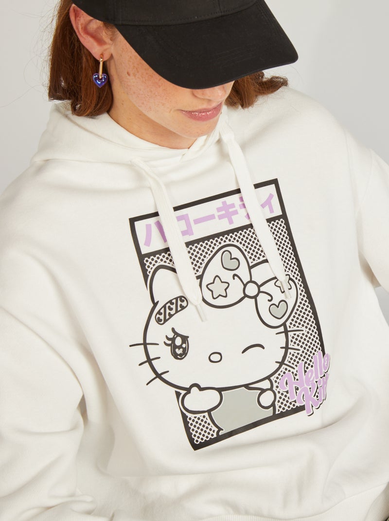 Sweat à capuche 'Hello Kitty' - Blanc - Ado fille - 20.00€ - Kiabi