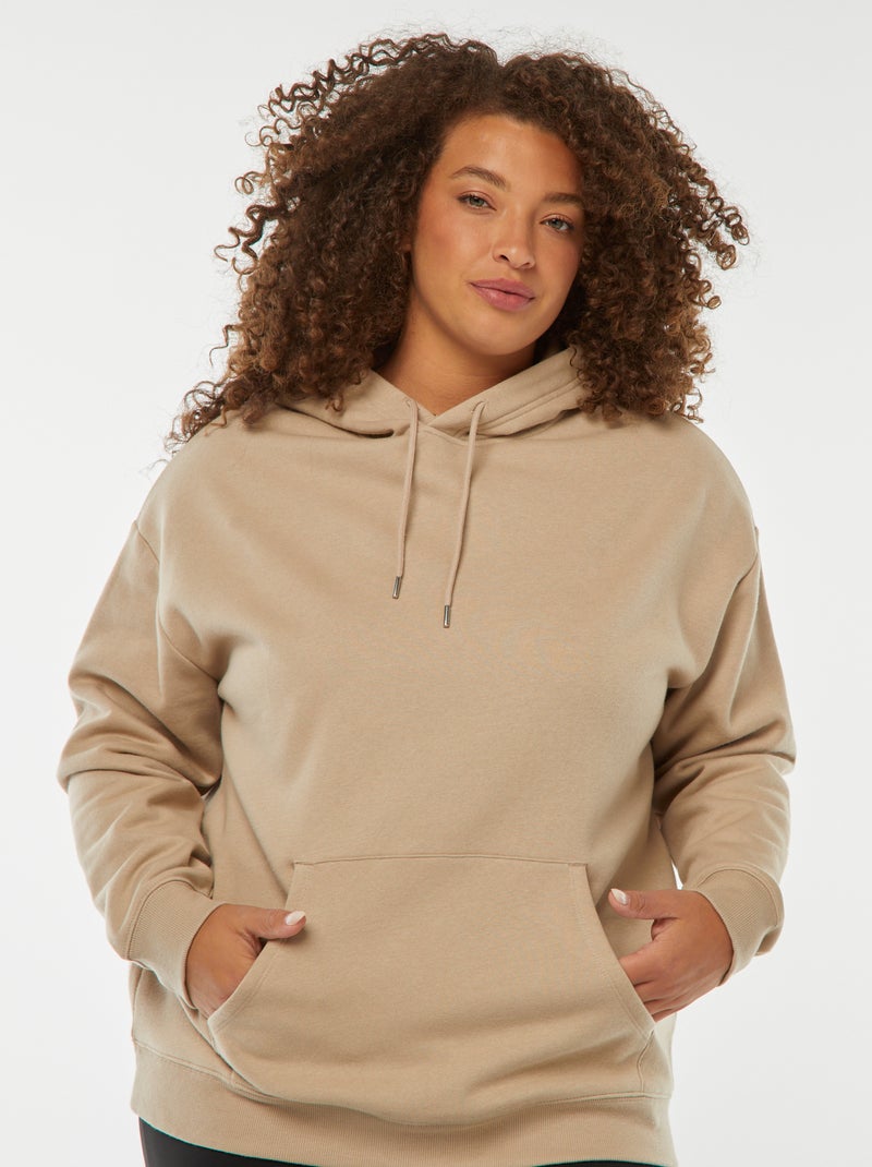Sweat à capuche uni - Beige - Grandes tailles - Femme - 15.00€ - Kiabi