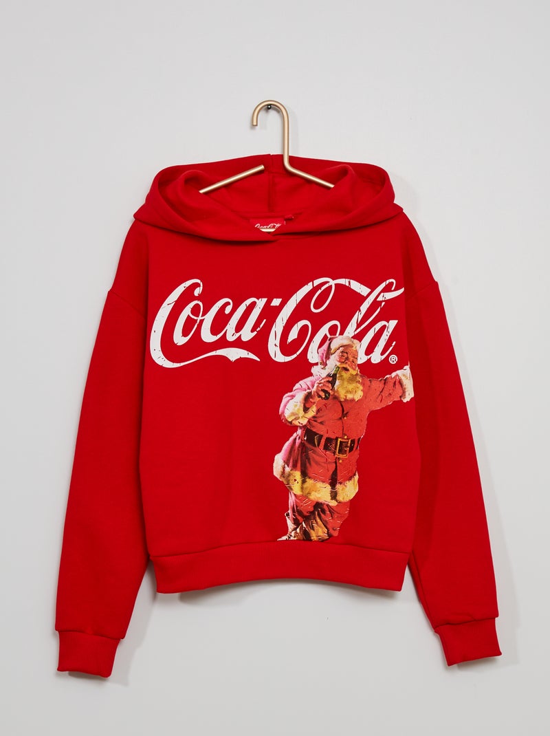 Sweat 'Coca Cola' Noël à capuche - rouge - 17.00€ - Kiabi