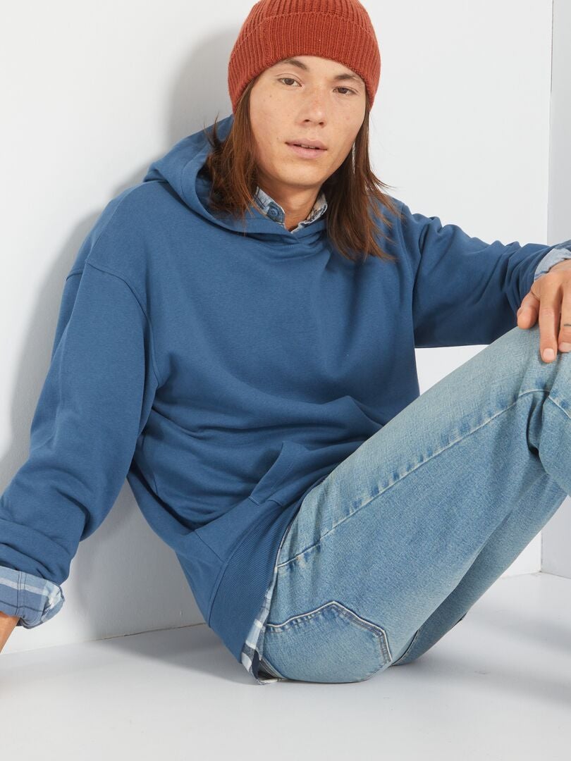 Sweat en molleton avec capuche - Bleu - Kiabi - 12.00€