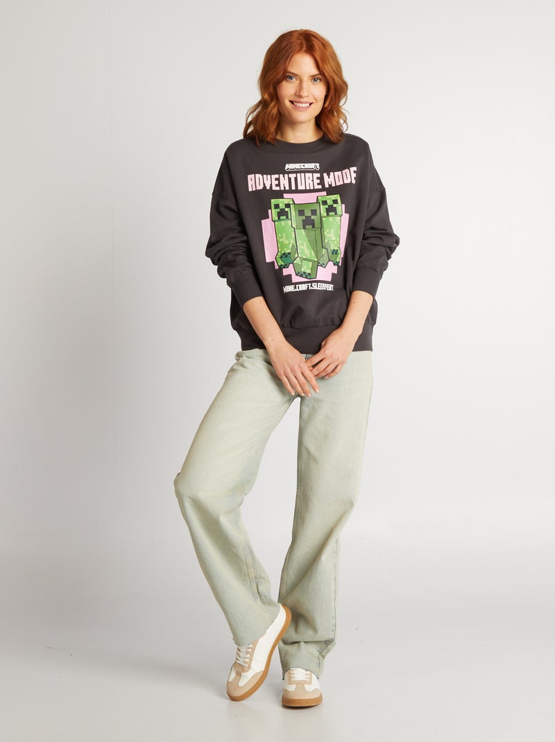 Sweat en molleton 'Minecraft' - Gris anthracite - Femme - 22.00€ - Kiabi