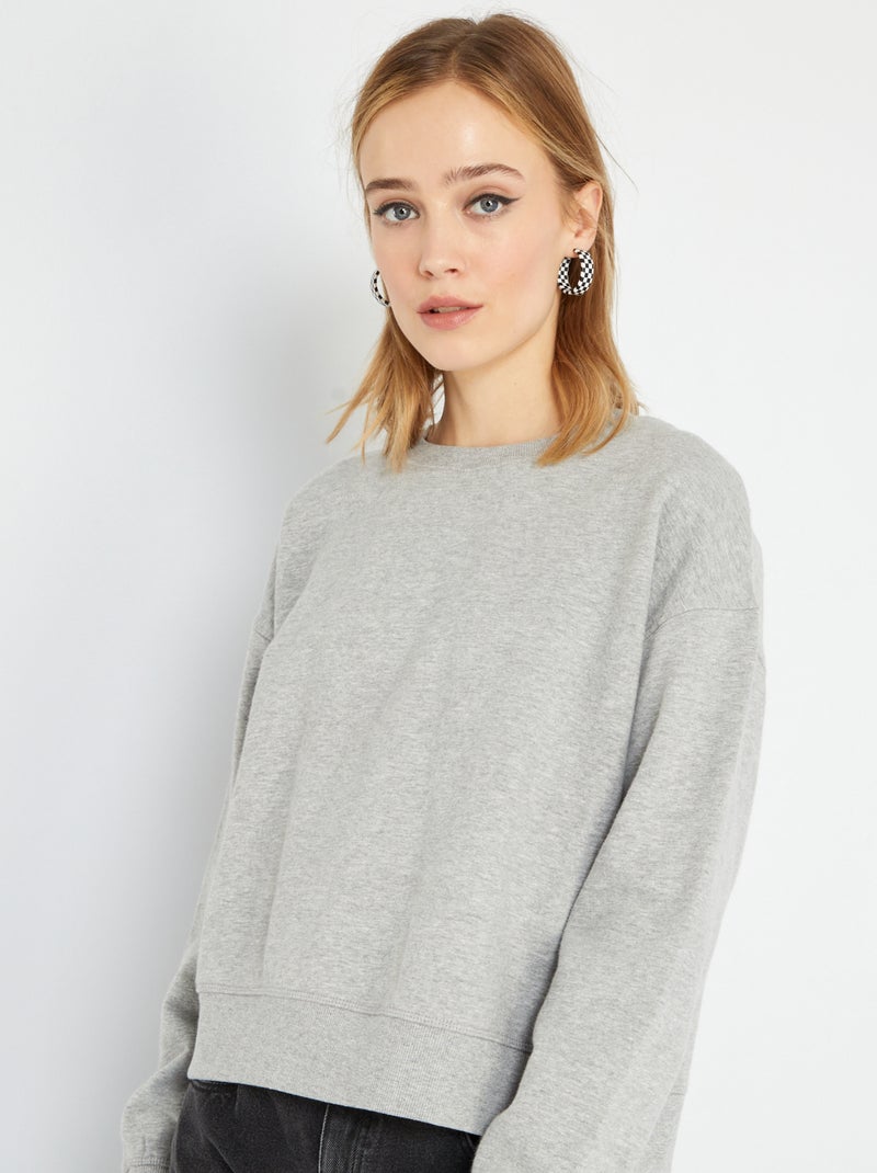 Sweat en molleton uni - Gris - Kiabi - 10.00€