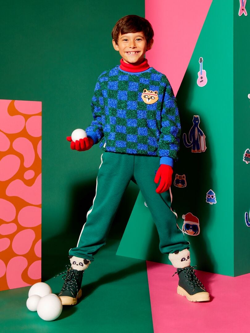 Sweat en sherpa imprimé damier - Vert/bleu - Kiabi - 15.00€ Sweat en sherpa imprimé damier - Vert/bleu - Kiabi - 15.00€
