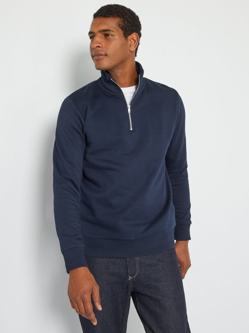 Sweat 'Produkt' avec col zippé - Bleu - 24.00€ - Kiabi