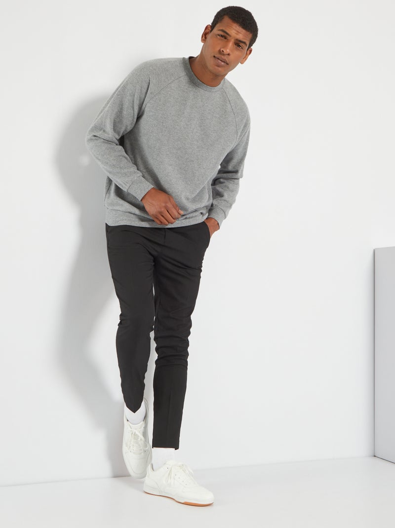 Sweat uni en maille douce - Gris - Kiabi - 15.00€