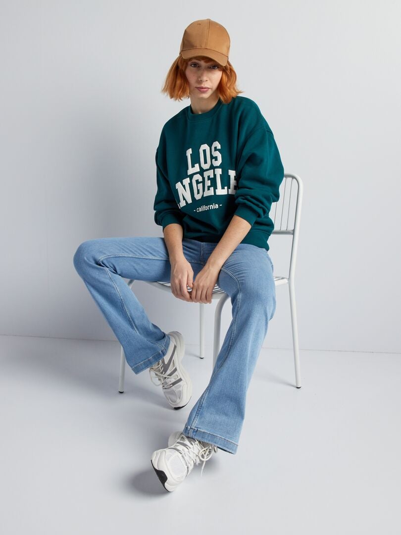 Sweater met fleece-effect en print - GROEN - Kiabi - 12.00€