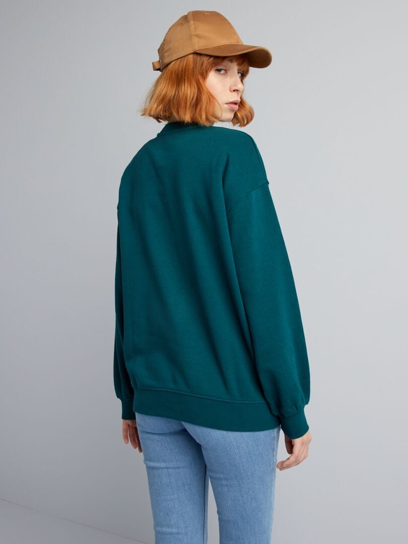 Sweater met fleece-effect en print - GROEN - Kiabi - 12.00€