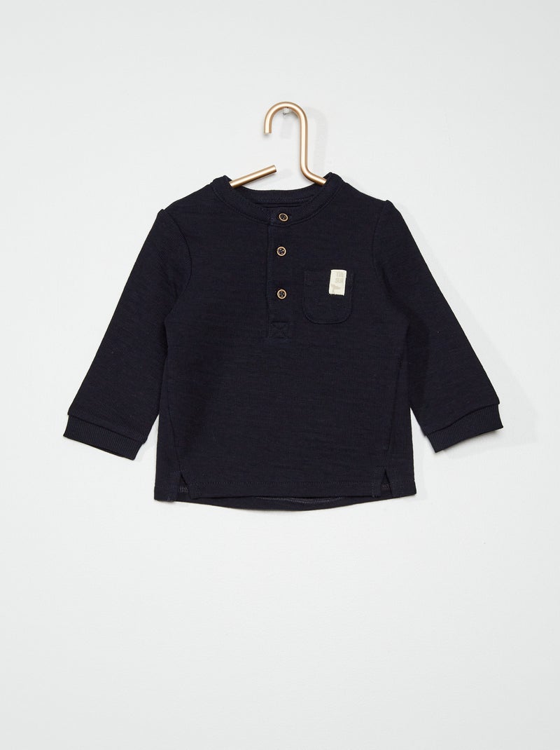 T-shirt col mao - bleu marine - Kiabi - 6.00€