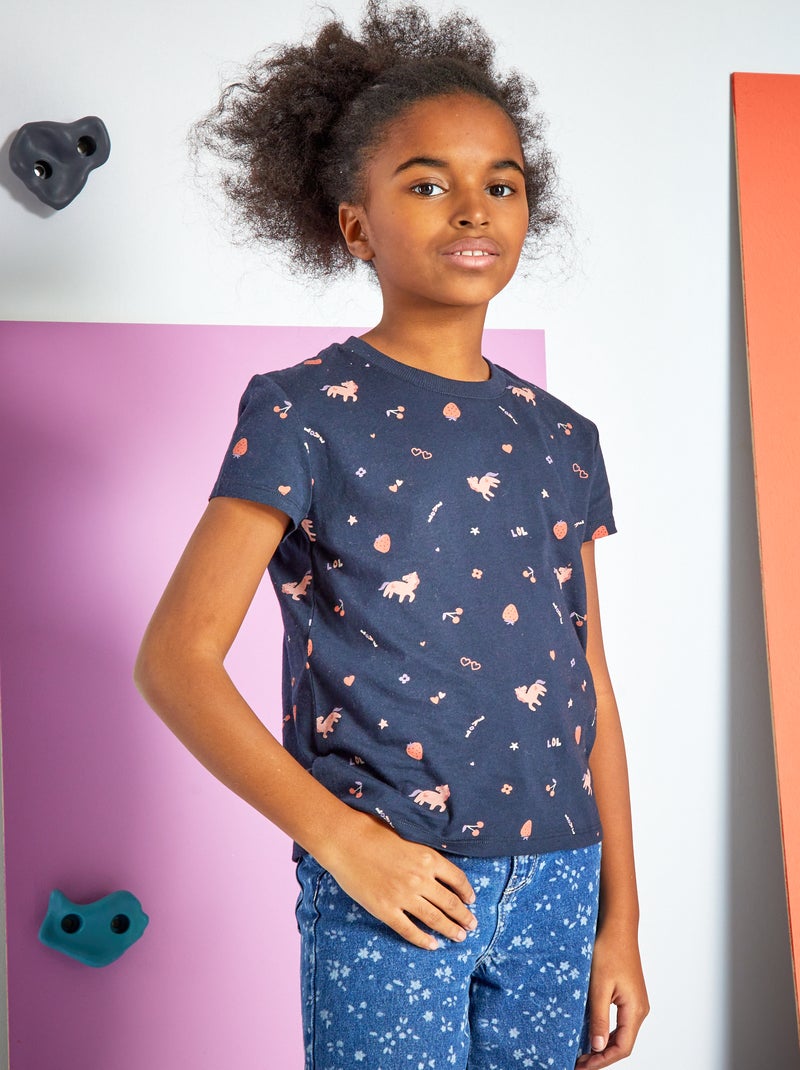 T-shirt en coton - Bleu - Kiabi - 5.00€