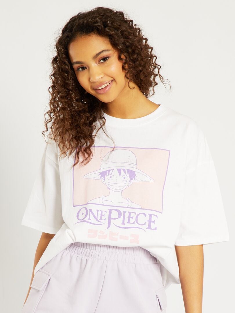 T-shirt en jersey 'One Piece' - blanc - Kiabi - 12.00€