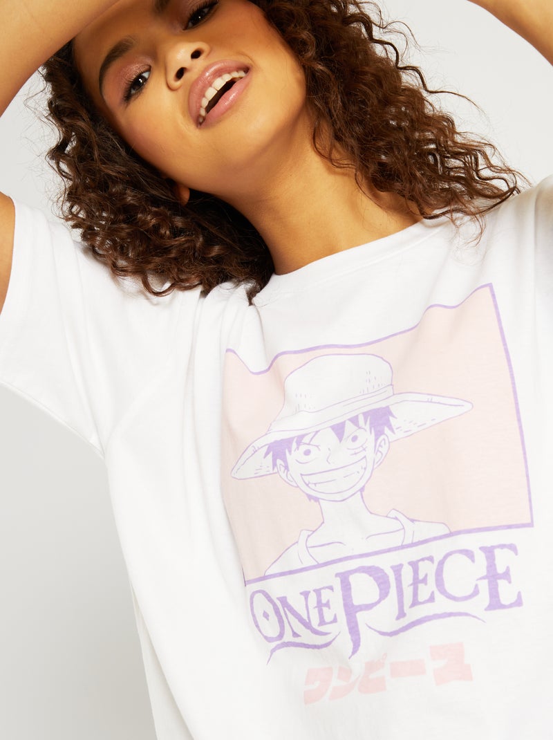 T-shirt en jersey 'One Piece' - blanc - Kiabi - 12.00€