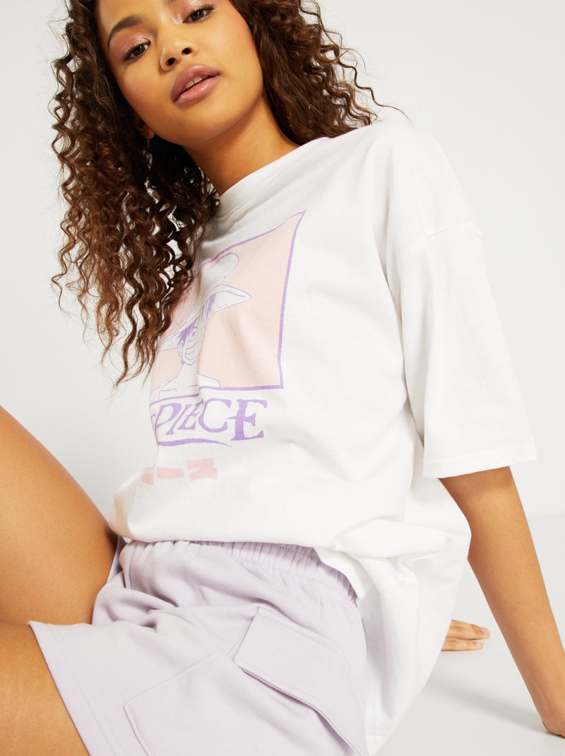 T-shirt en jersey 'One Piece' - blanc - Kiabi - 12.00€