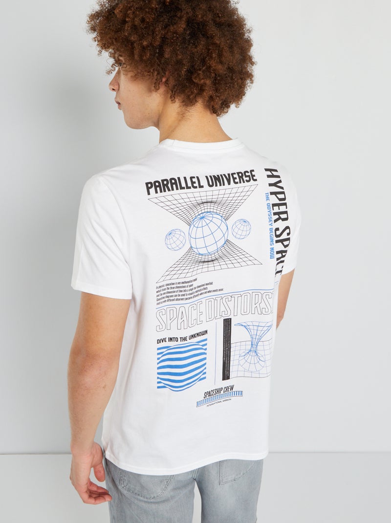 T-shirt imprimé 'univers parallèles' - Blanc - Kiabi - 8.00€