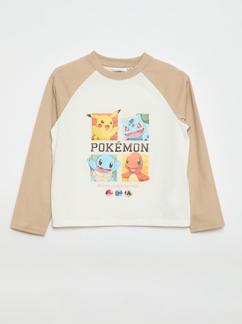 T-shirt 'Pokémon' met lange mouwen - Biege - Jongen - 10.00€ - Kiabi