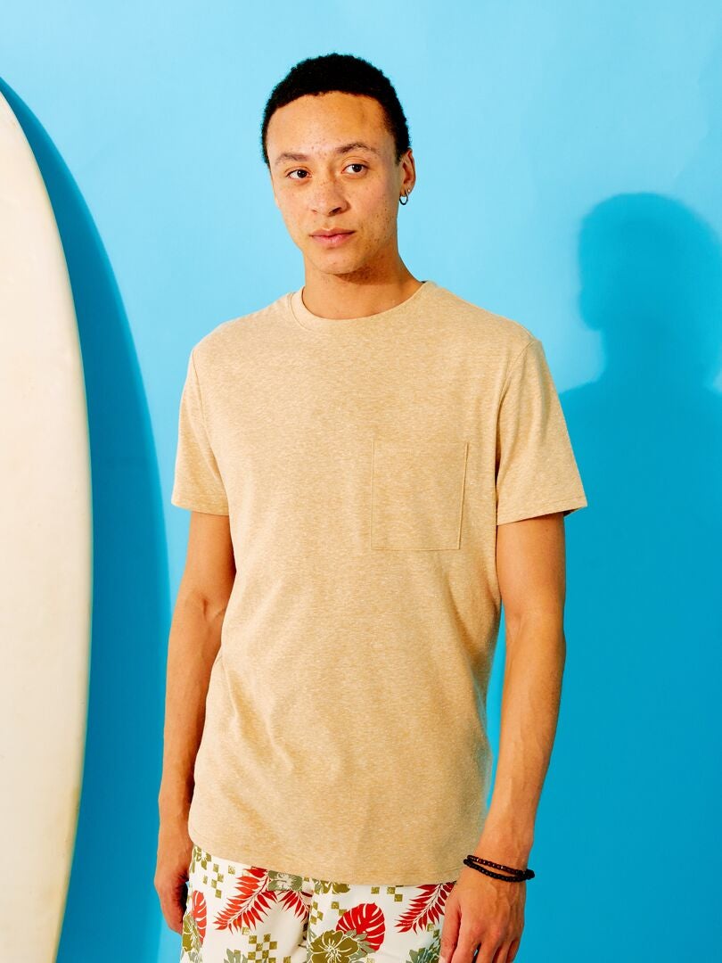 T-shirt van gemêleerde jersey - BIEGE - Kiabi - 8.00€