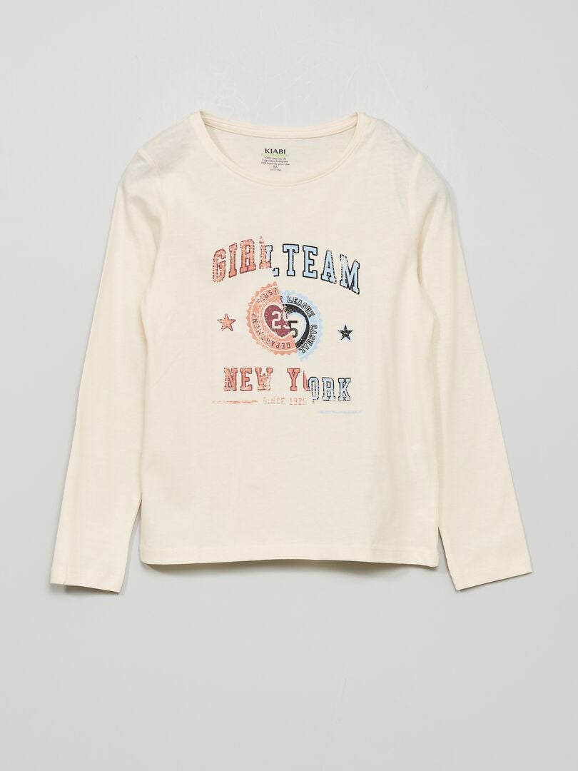 T-shirt van jersey met print - BIEGE - Kiabi - 3.50€