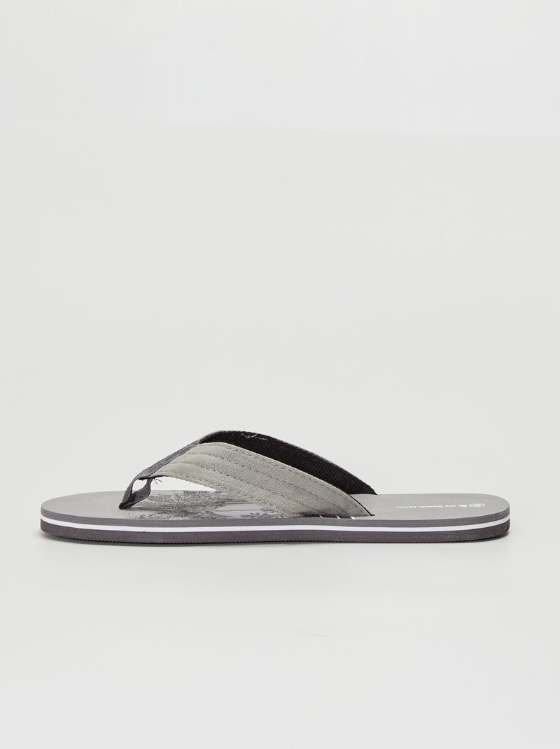 Tongs en textile - Gris - 8.00€ - Kiabi