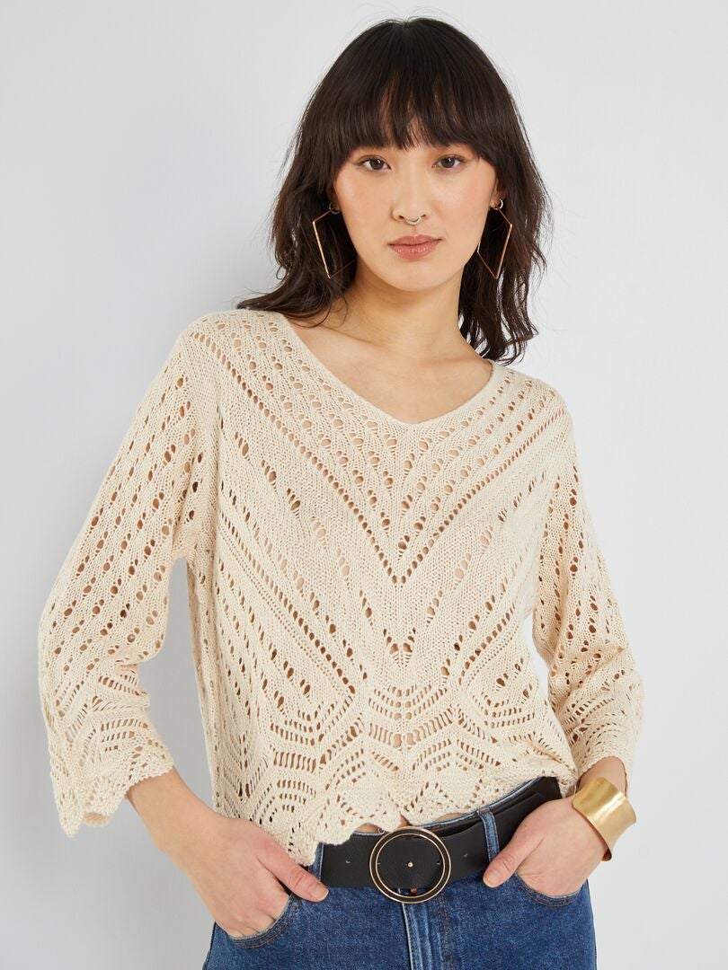 Top cropped en crochet 'JDY' - Beige - Kiabi - 20.00€