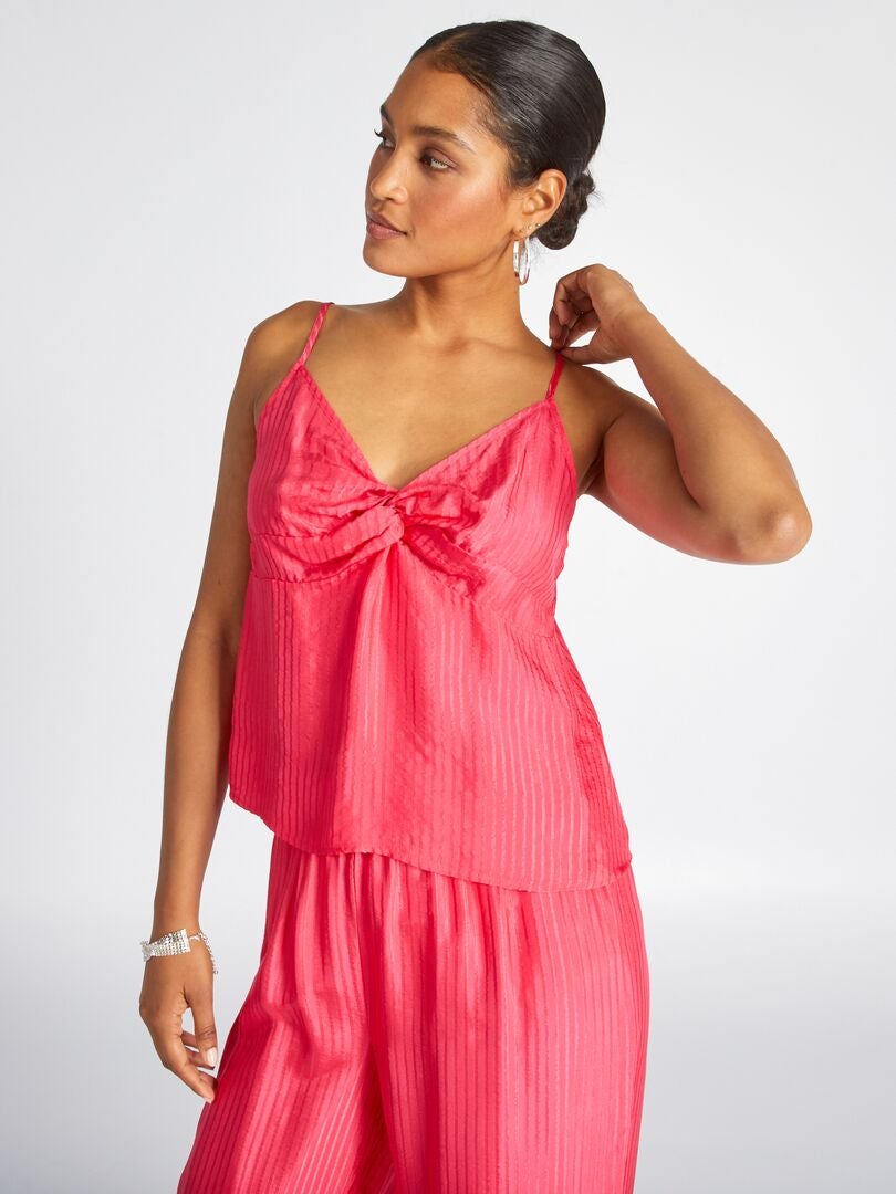 Top Satiné à Encolure Twistée Rose Azalée Kiabi 15 00€