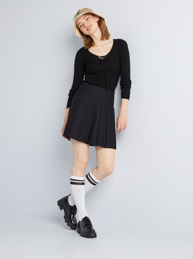 Tui van pointelletricot - zwart - 12.00€ - Kiabi