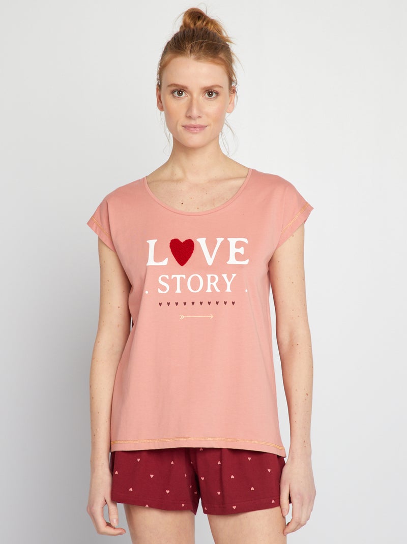 Tweedelige pyjama 'Love' - 2-delig - ROSE - Kiabi - 15.00€
