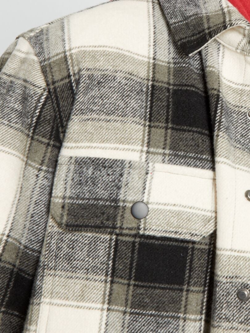 Vilten overhemd met ruitjes - khaki geruit - Kiabi - 25.00€