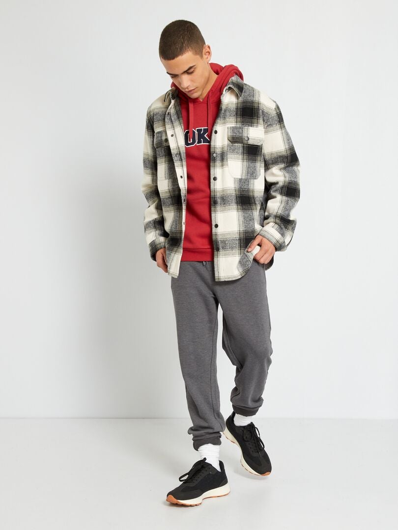 Vilten overhemd met ruitjes - khaki geruit - Kiabi - 25.00€