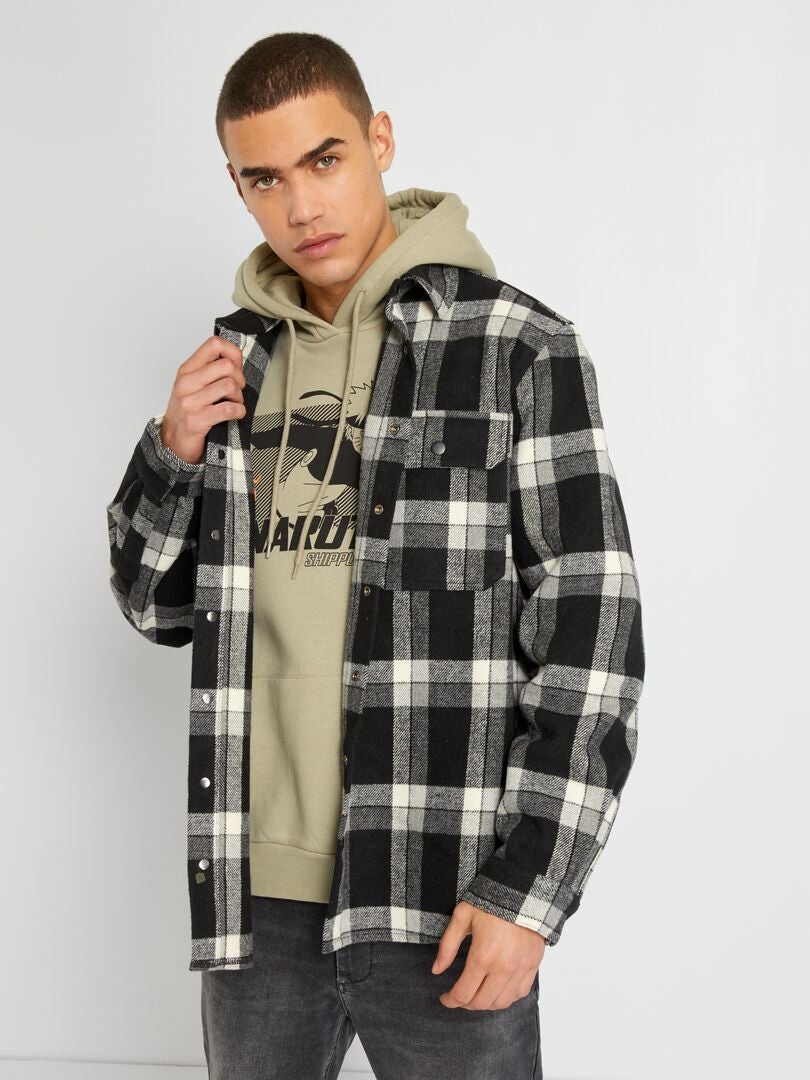 Vilten overhemd met ruitjes - zwart geruit - Kiabi - 25.00€