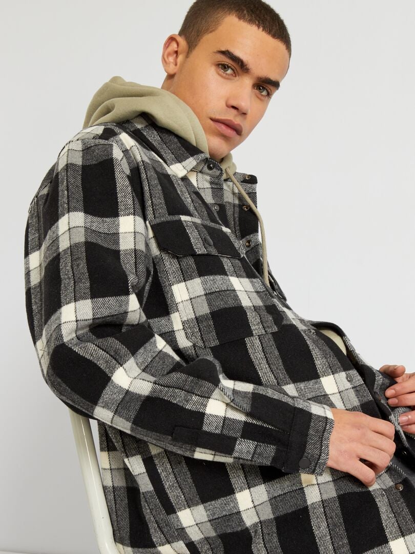 Vilten overhemd met ruitjes - zwart geruit - Kiabi - 25.00€