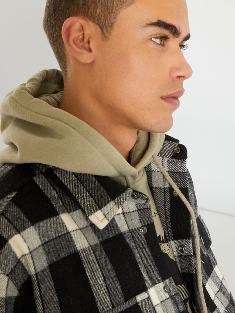 Vilten overhemd met ruitjes - zwart geruit - Kiabi - 25.00€