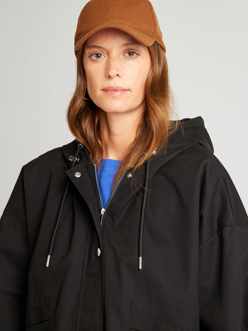 Waterafstotende oversized parka met capuchon - zwart - Dame - 40.00 ...