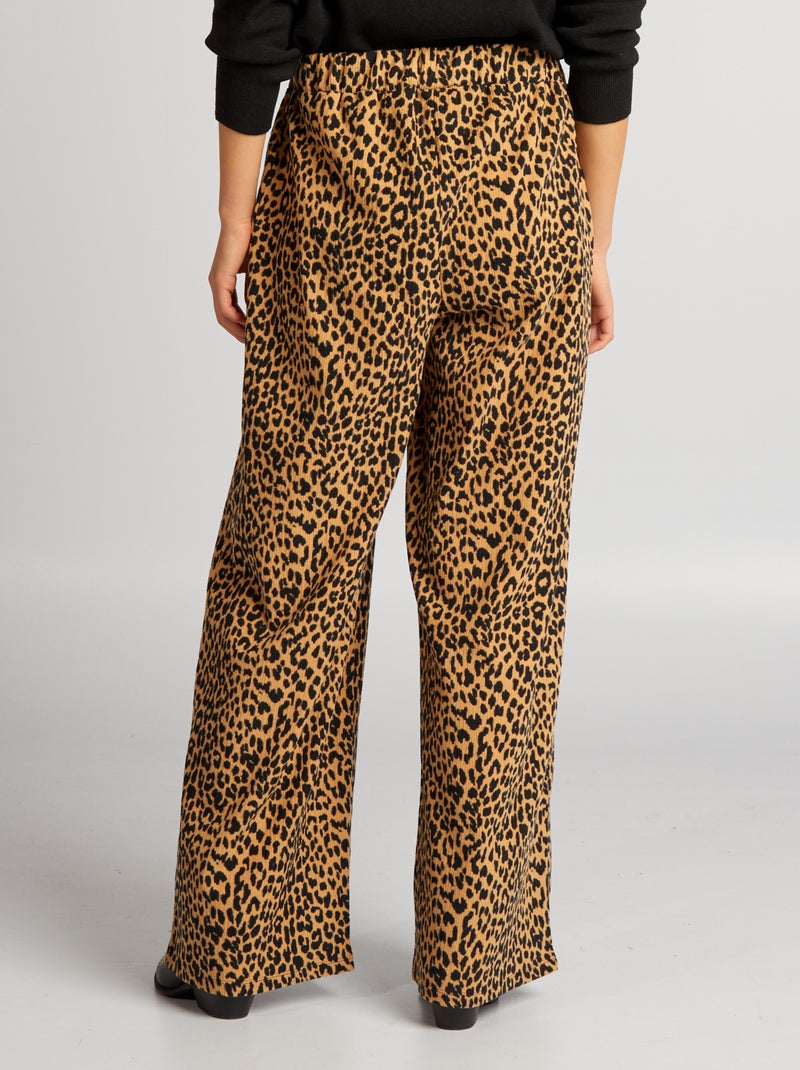 Wijde broek met luipaardprint - BRUIN - Kiabi - 18.00€